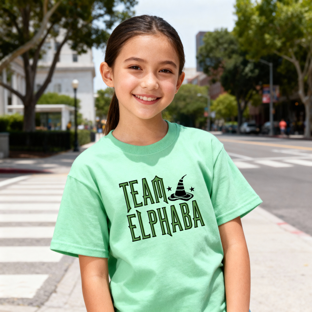 Team Elphaba - Wicked Inspired Green Kid's Tee – Moonlight Makers Retail